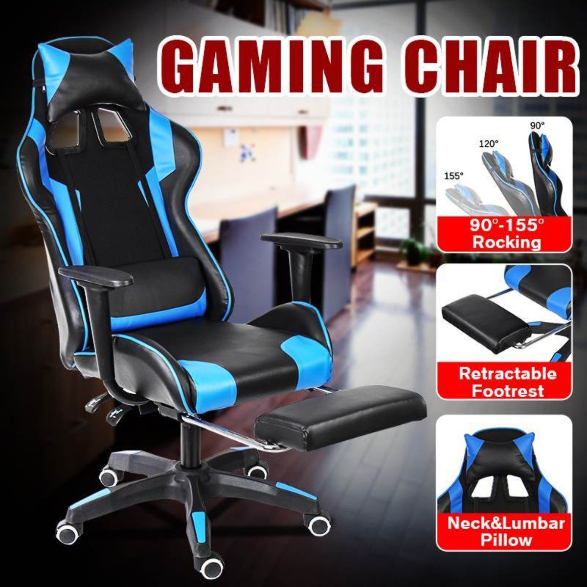 Vegan Leather Computer Gaming Chair with Foot Rest – ninjadragons